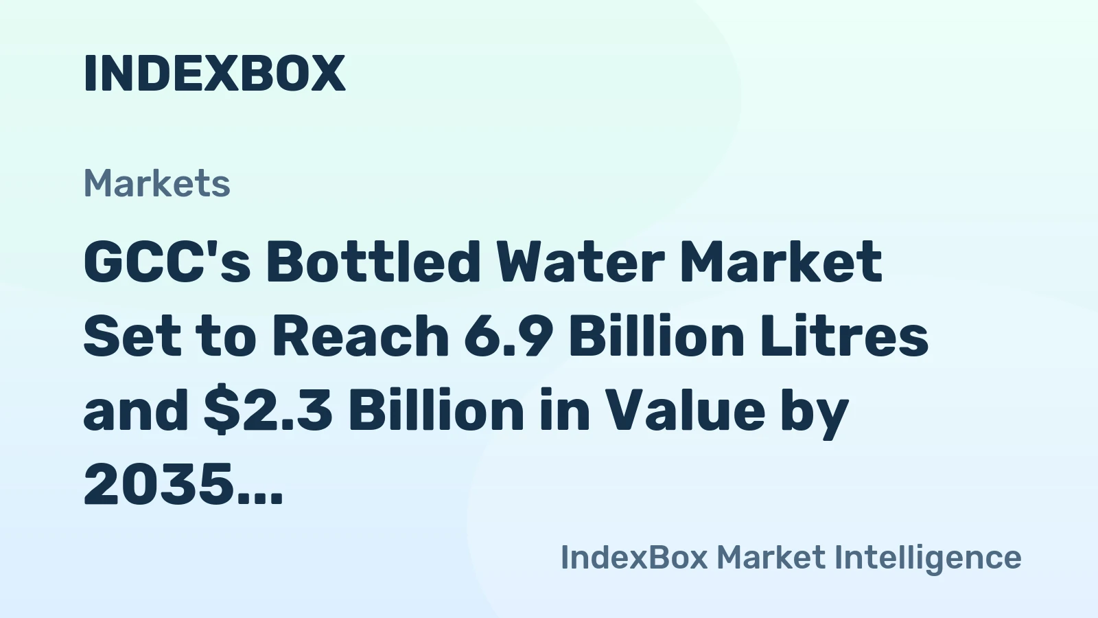 GCC's Bottled Water Market Set to Reach 6.9 Billion Litres and $2.3 Billion in Value by 2035