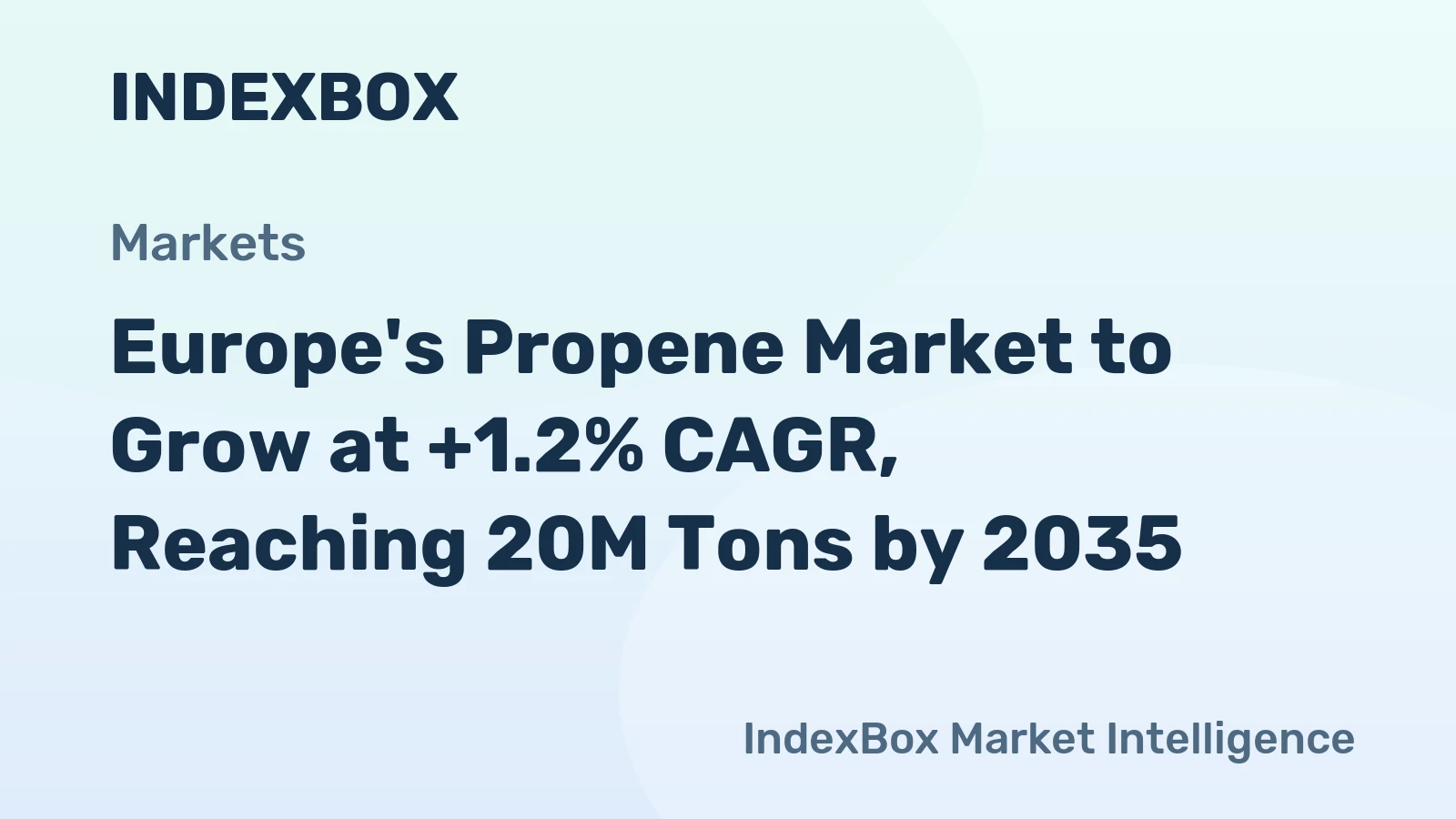 Europe's Propene Market to Grow at +1.2% CAGR, Reaching 20M Tons by 2035