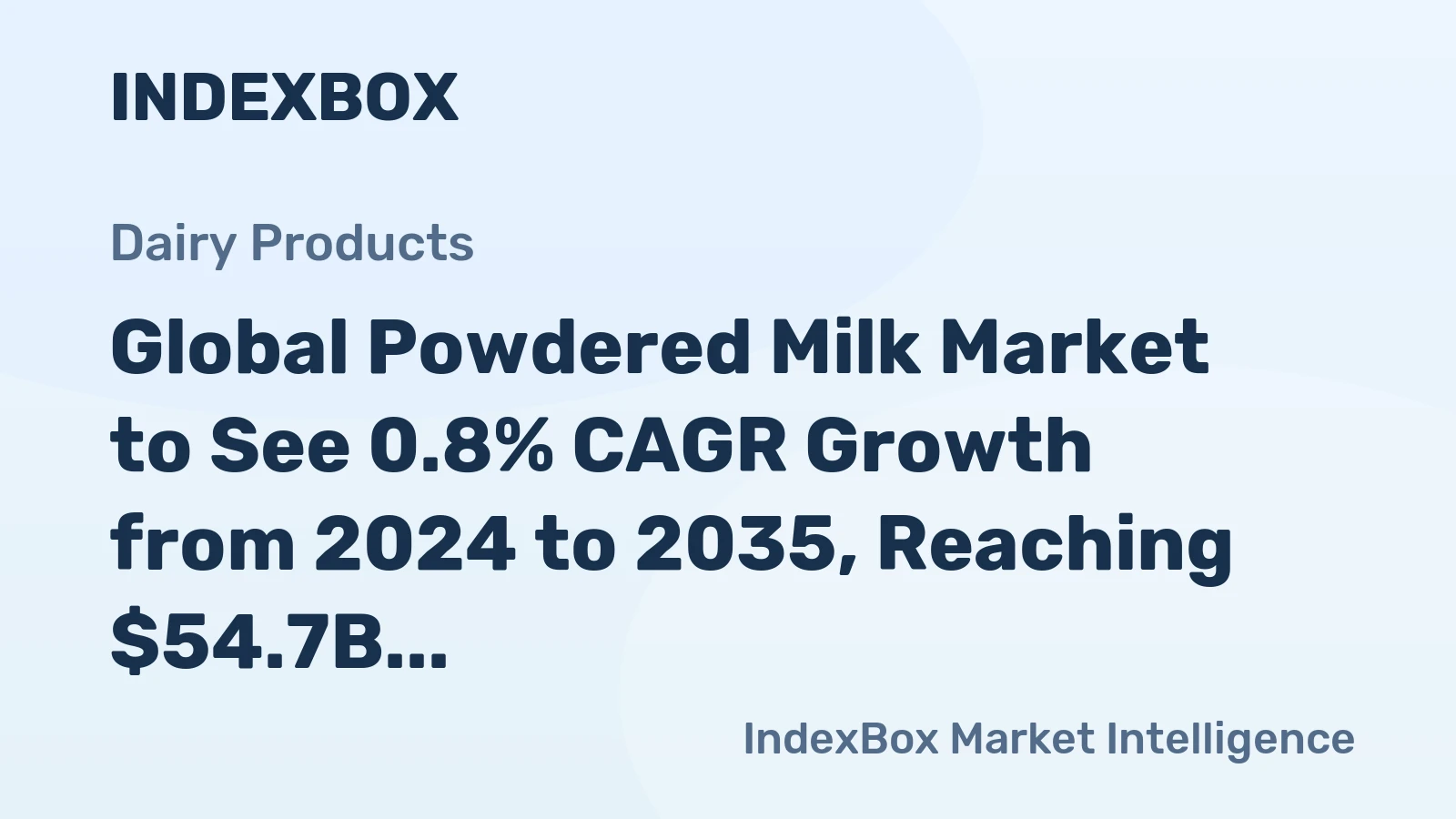 Global Powdered Milk Market to See 0.8% CAGR Growth from 2024 to 2035, Reaching $54.7B
