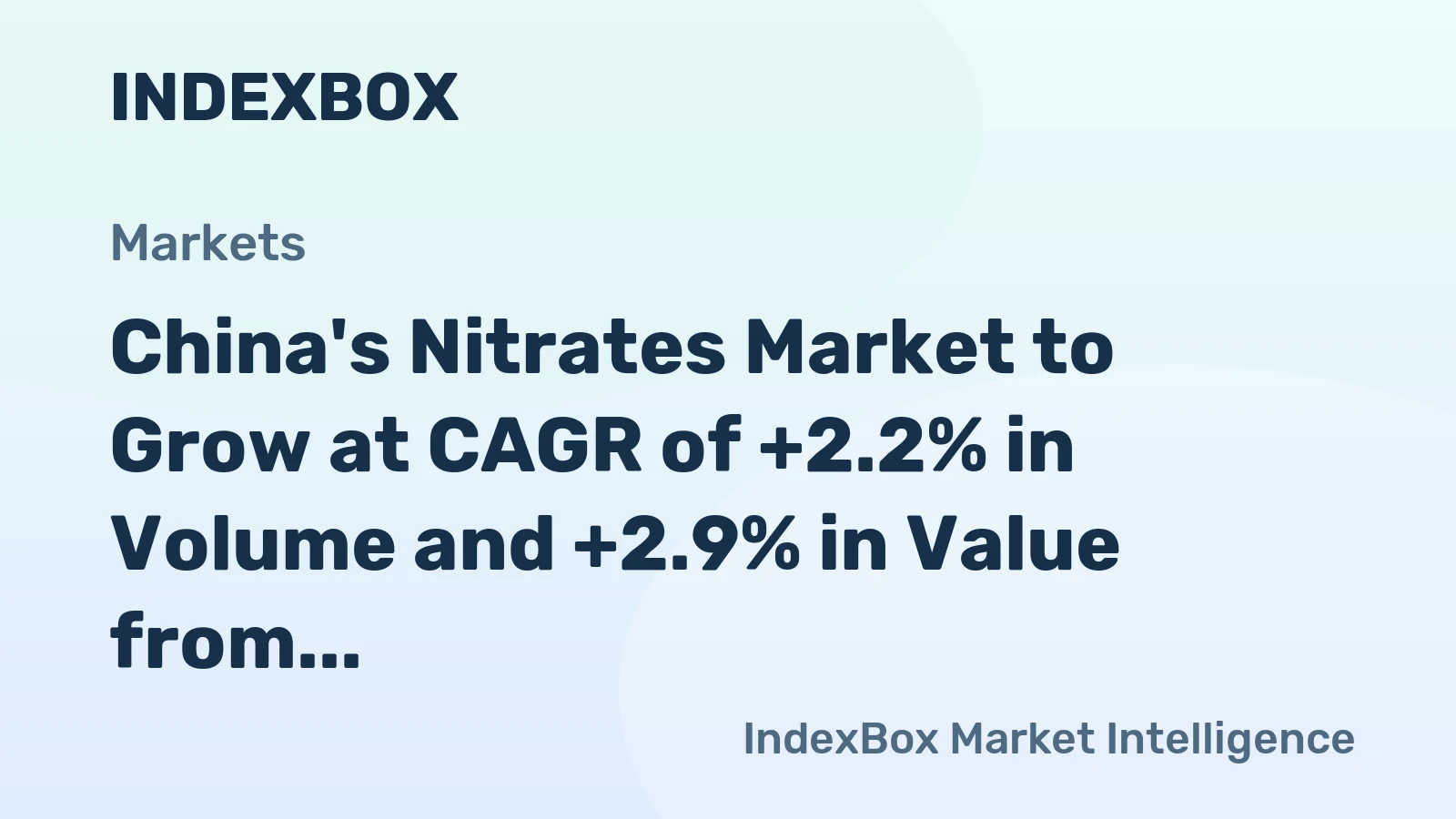 China's Nitrates Market to Grow at CAGR of +2.2% in Volume and +2.9% in Value from 2024 to 2035