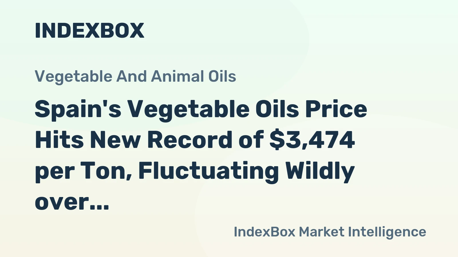 Spain's Vegetable Oils Price Hits New Record of $3,474 per Ton, Fluctuating Wildly over 2022