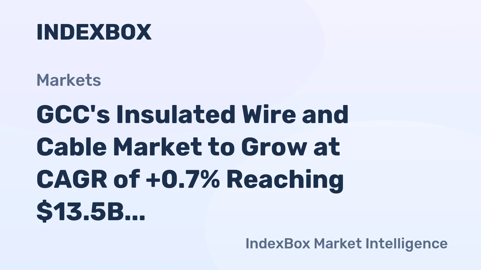 GCC's Insulated Wire and Cable Market to Grow at CAGR of +0.7% Reaching $13.5B by 2035