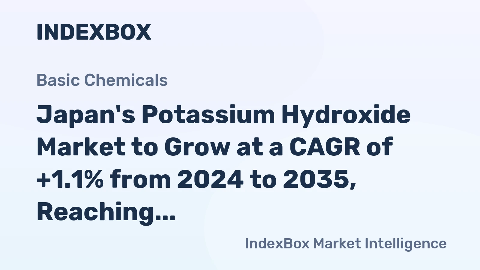 Japan's Potassium Hydroxide Market to Grow at a CAGR of +1.1% from 2024 to 2035, Reaching $918M by 2035