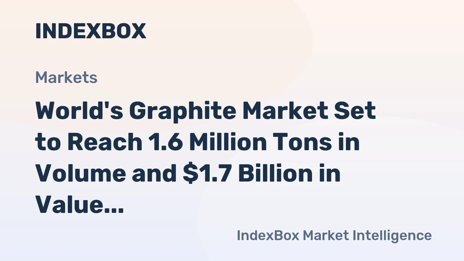World's Graphite Market Set to Reach 1.6 Million Tons in Volume and $1.7 Billion in Value by 2035