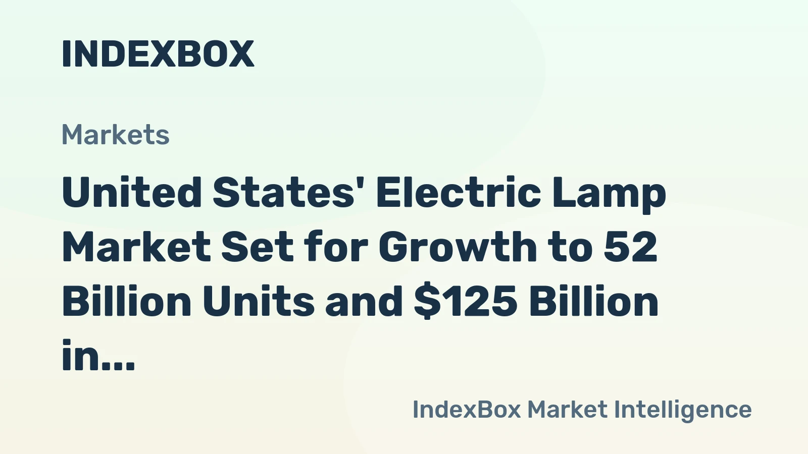 United States' Electric Lamp Market Set for Growth to 52 Billion Units and $125 Billion in Value