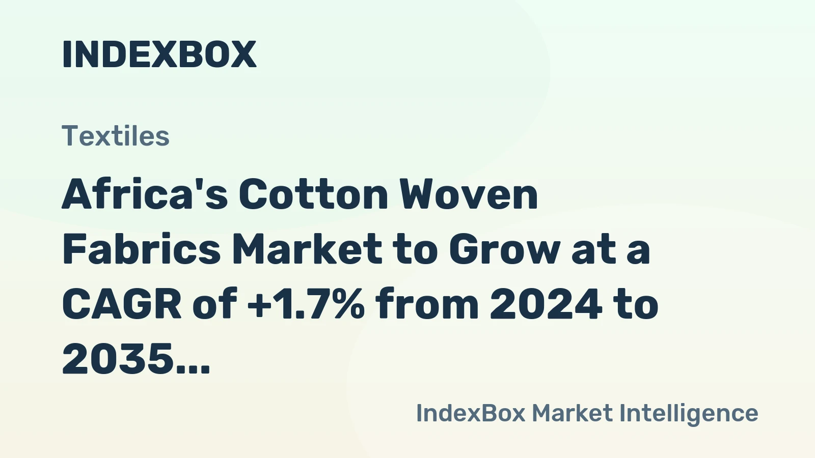 Africa's Cotton Woven Fabrics Market to Grow at a CAGR of +1.7% from 2024 to 2035, Reaching 1.5B Square Meters