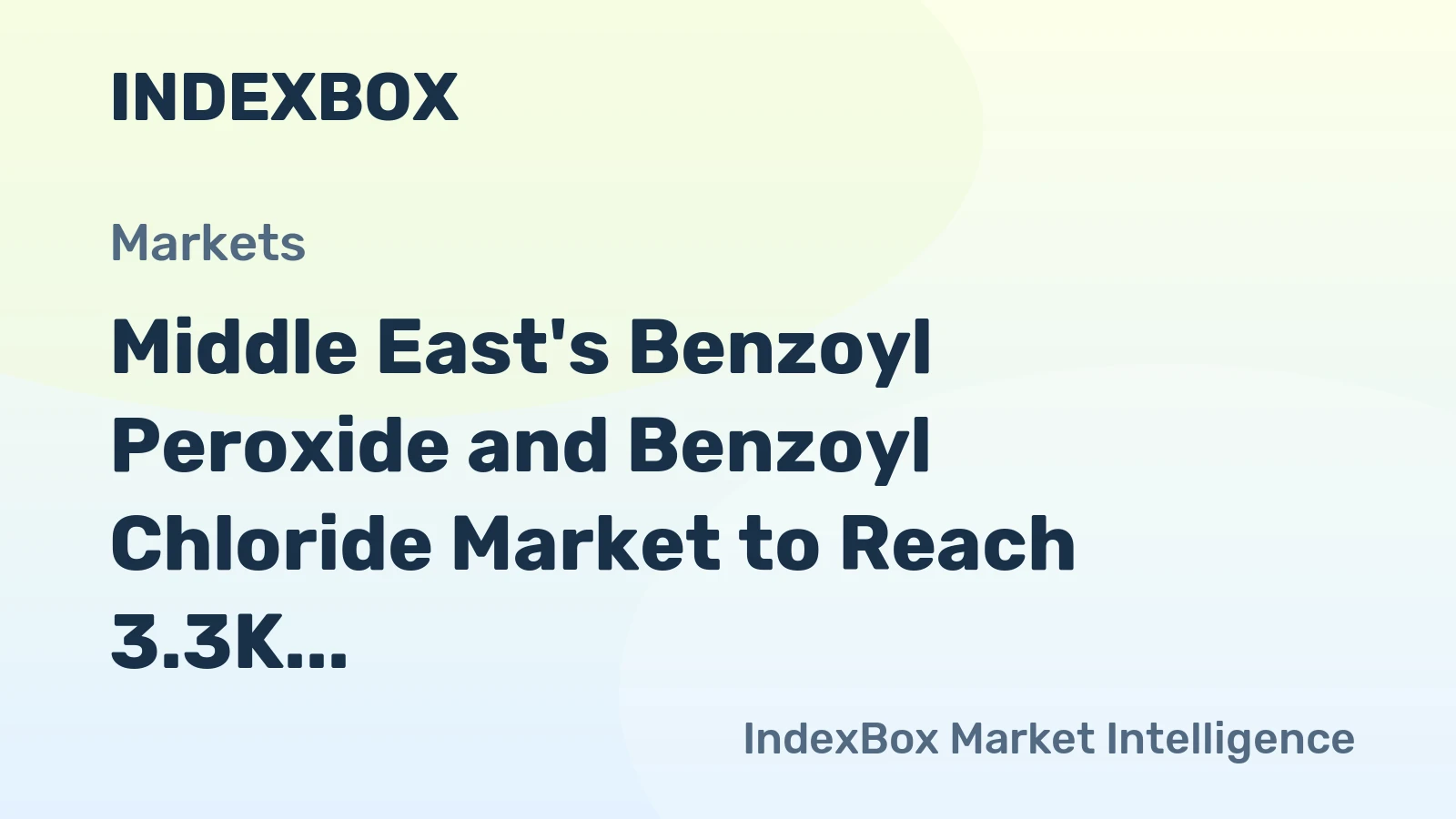 Middle East's Benzoyl Peroxide and Benzoyl Chloride Market to Reach 3.3K Tons and $17M by 2035