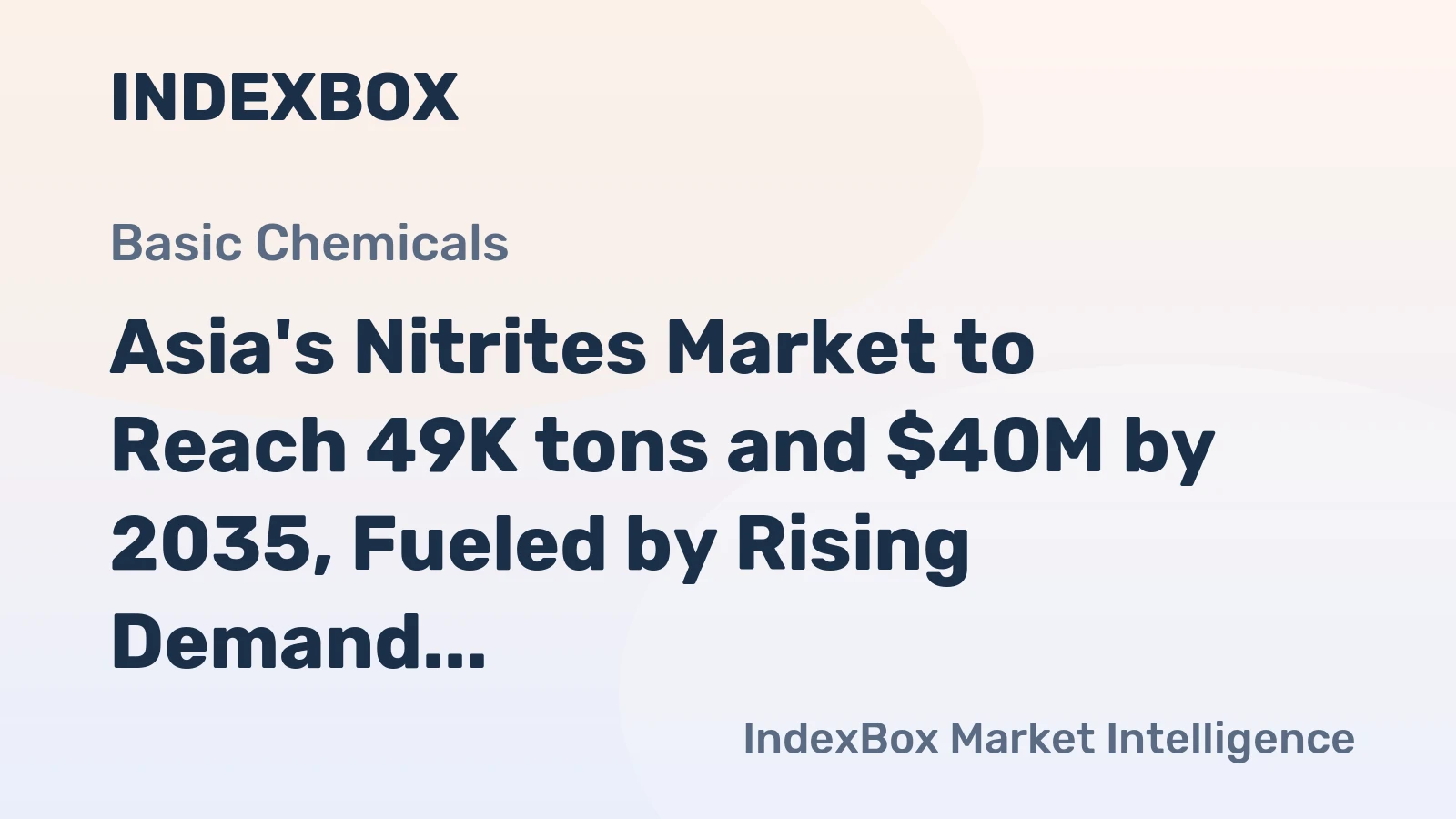 Asia's Nitrites Market to Reach 49K tons and $40M by 2035, Fueled by Rising Demand in Asia's