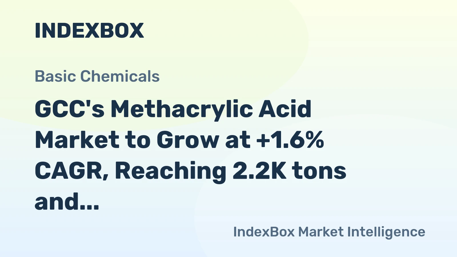 GCC's Methacrylic Acid Market to Grow at +1.6% CAGR, Reaching 2.2K tons and $6.2M by 2035
