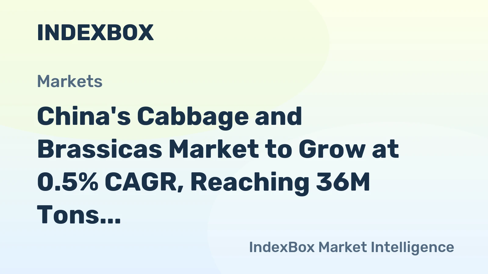 China's Cabbage and Brassicas Market to Grow at 0.5% CAGR, Reaching 36M Tons by 2035