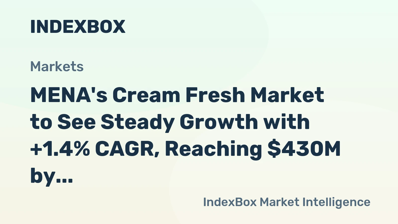 MENA's Cream Fresh Market to See Steady Growth with +1.4% CAGR, Reaching $430M by 2035