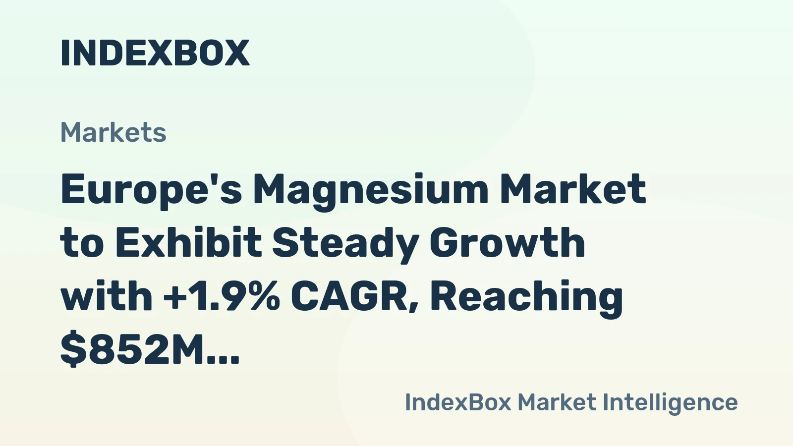 Europe's Magnesium Market to Exhibit Steady Growth with +1.9% CAGR, Reaching $852M by 2035