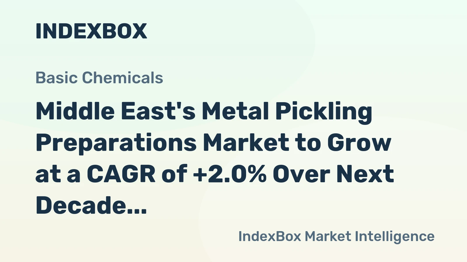 Middle East's Metal Pickling Preparations Market to Grow at a CAGR of +2.0% Over Next Decade