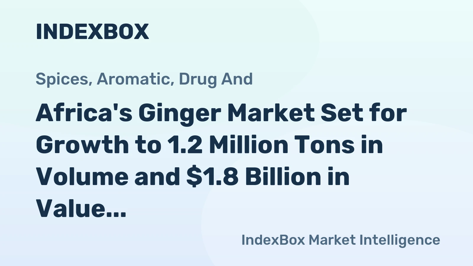 Africa's Ginger Market Set for Growth to 1.2 Million Tons in Volume and $1.8 Billion in Value