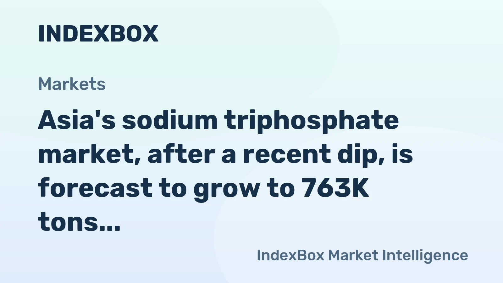 Asia's sodium triphosphate market, after a recent dip, is forecast to grow to 763K tons in volume and $861M in value by 2035.