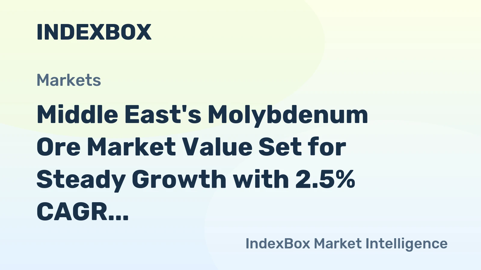 Middle East's Molybdenum Ore Market Value Set for Steady Growth with 2.5% CAGR Through 2035