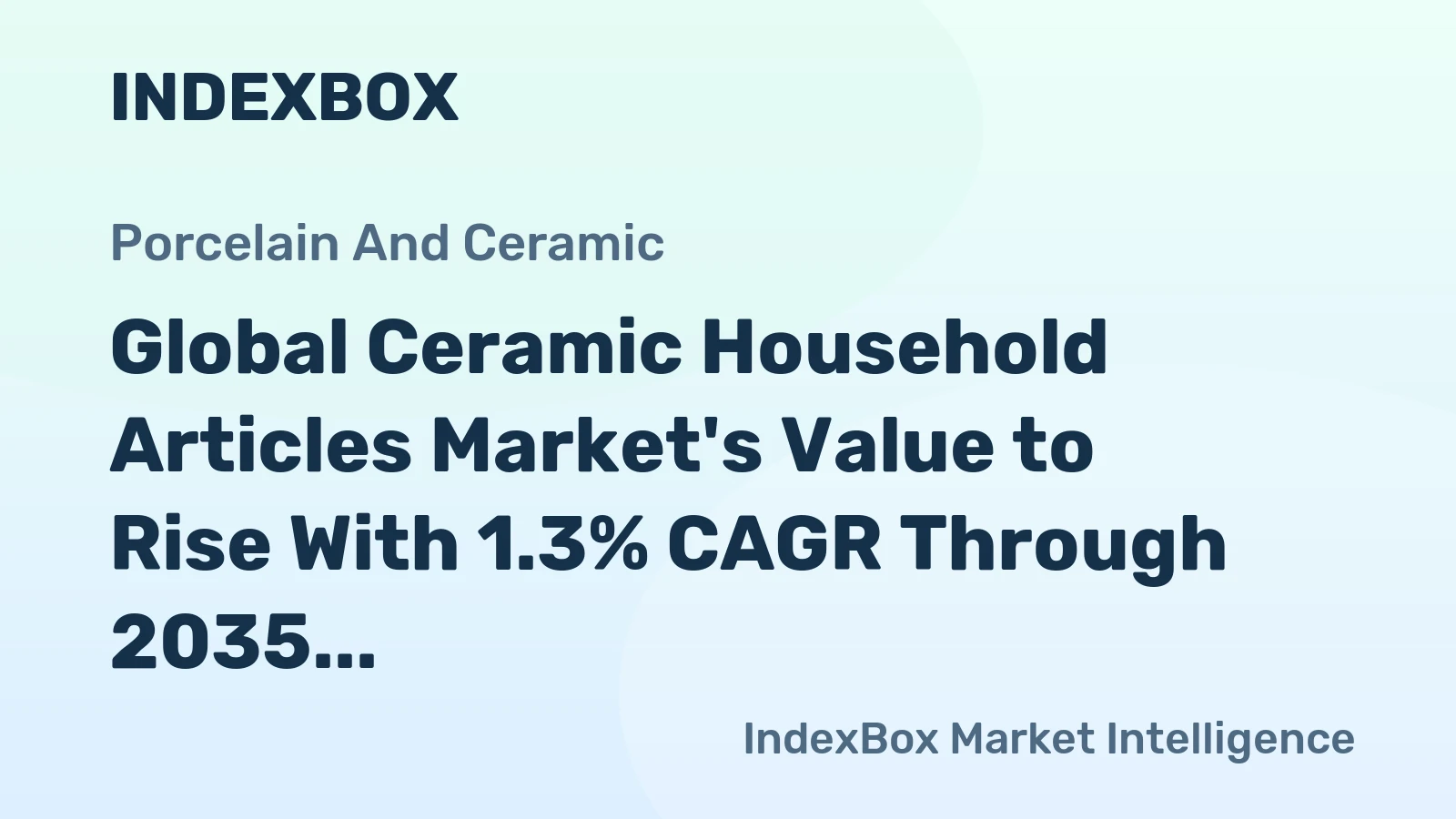 Global Ceramic Household Articles Market's Value to Rise With 1.3% CAGR Through 2035