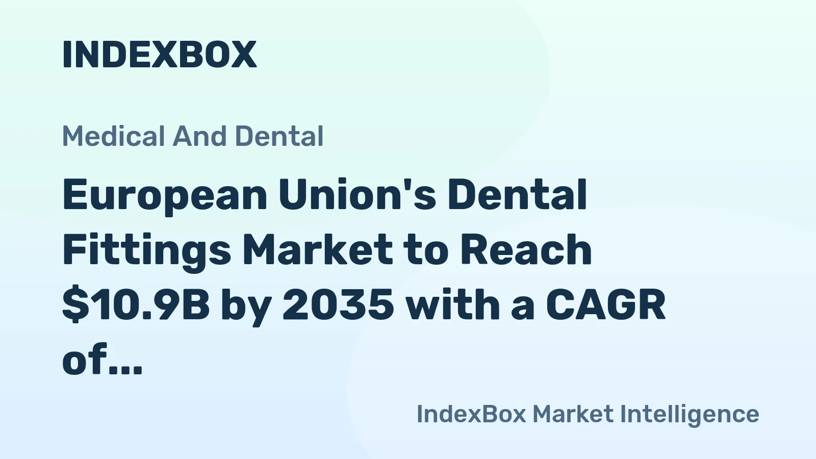 European Union's Dental Fittings Market to Reach $10.9B by 2035 with a CAGR of +3.8%