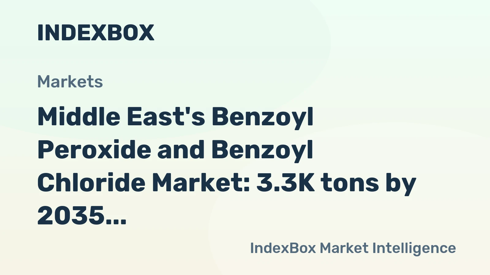 Middle East's Benzoyl Peroxide and Benzoyl Chloride Market: 3.3K tons by 2035, valued at $17M