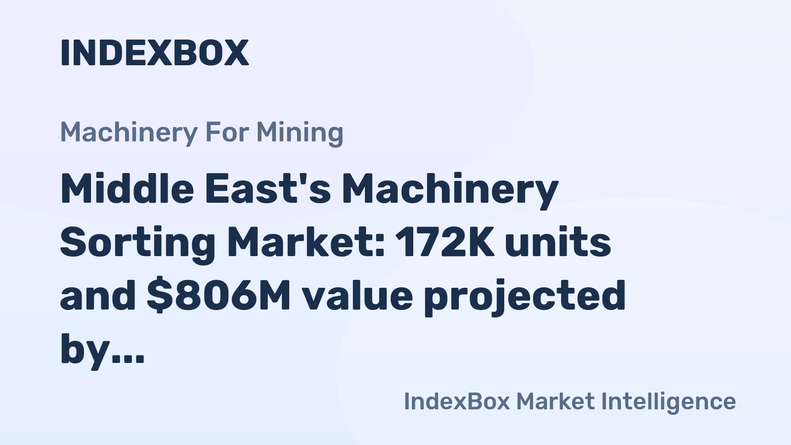 Middle East's Machinery Sorting Market: 172K units and $806M value projected by 2035