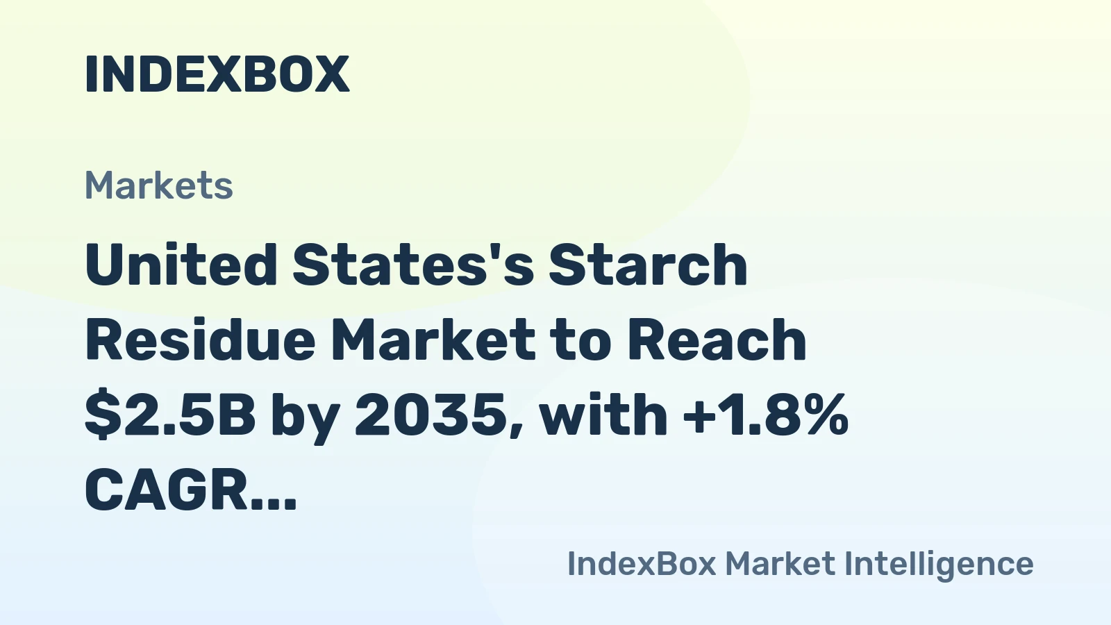 United States's Starch Residue Market to Reach $2.5B by 2035, with +1.8% CAGR