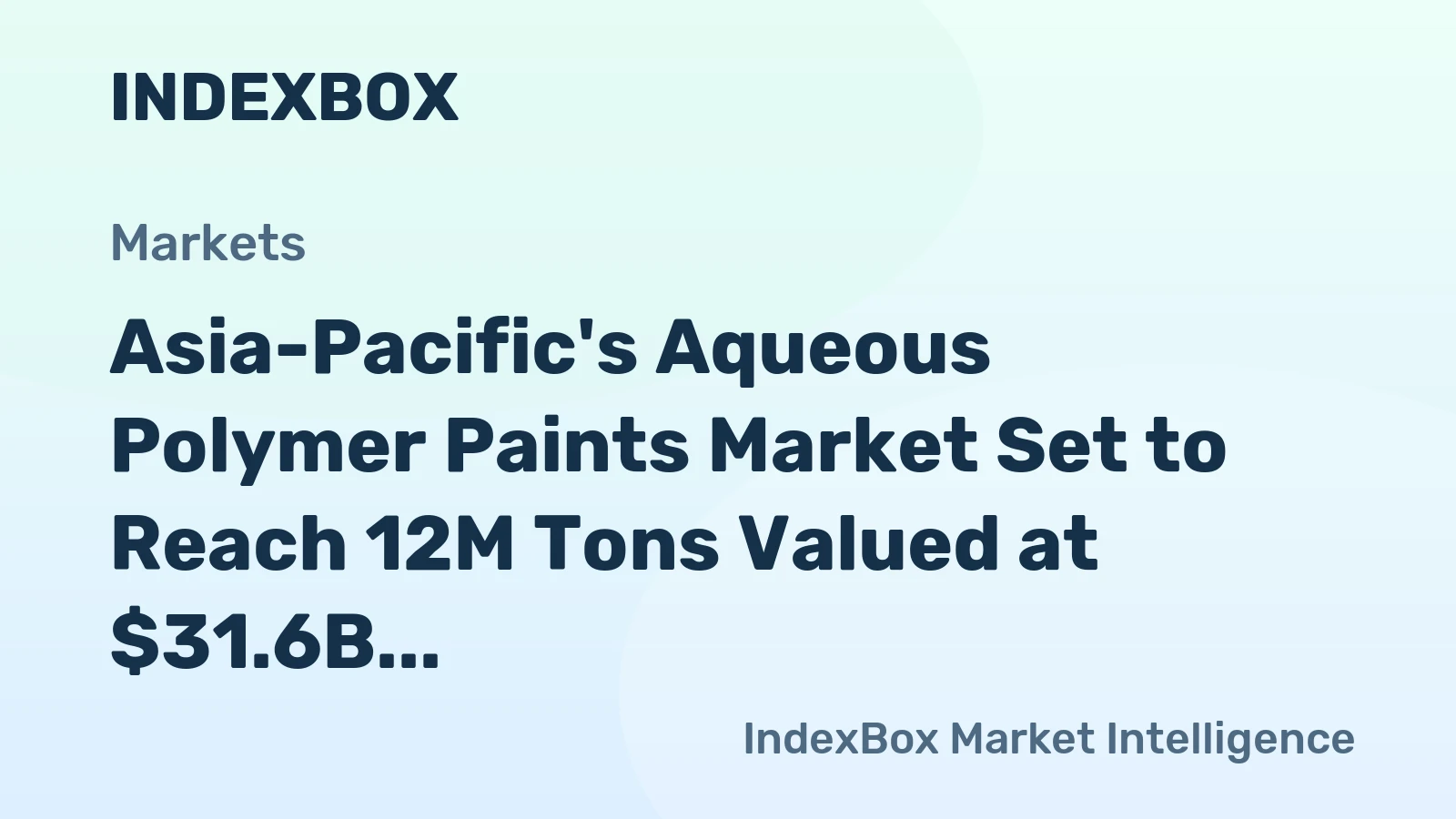 Asia-Pacific's Aqueous Polymer Paints Market Set to Reach 12M Tons Valued at $31.6B by 2035