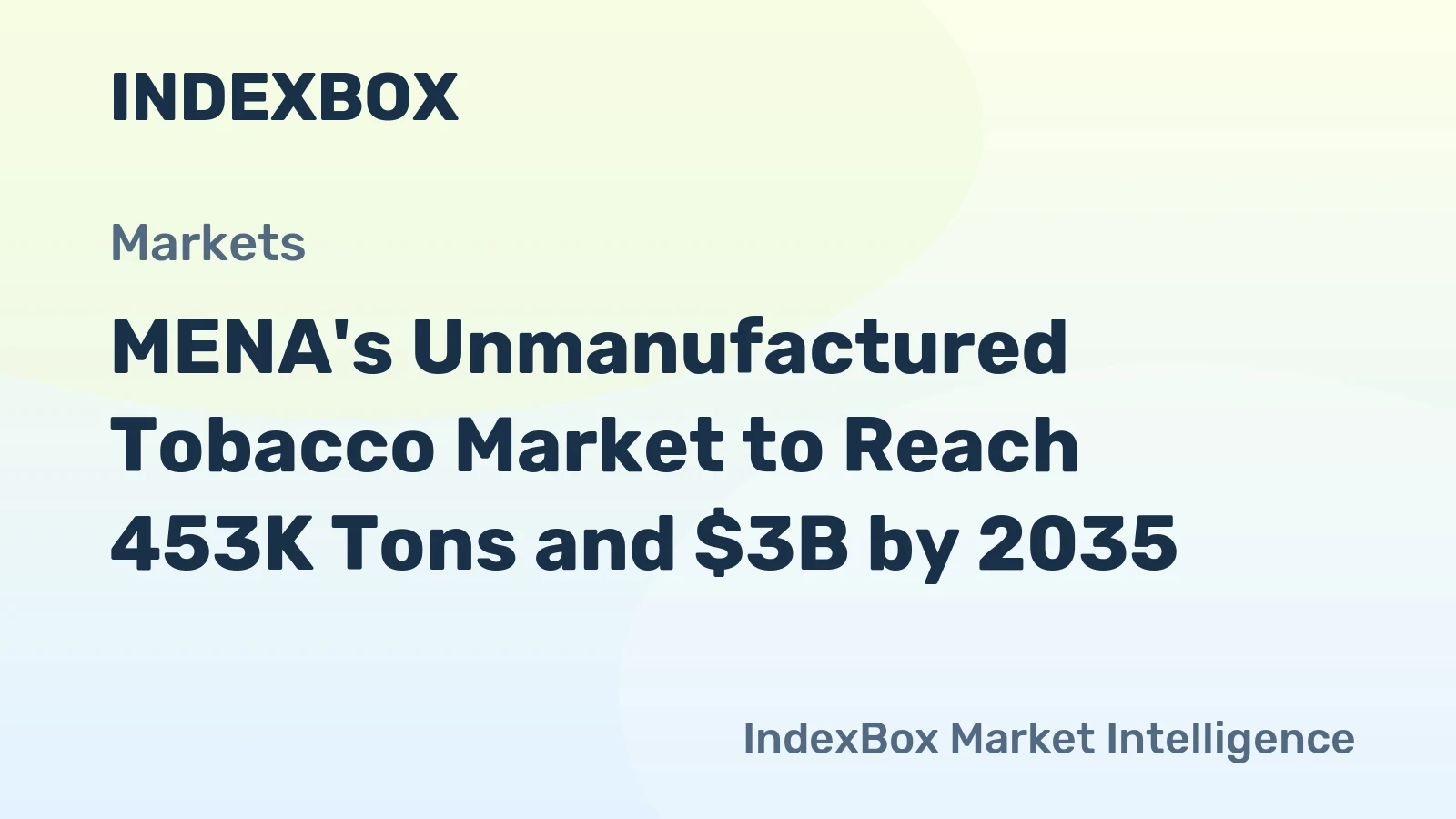 MENA's Unmanufactured Tobacco Market to Reach 453K Tons and $3B by 2035