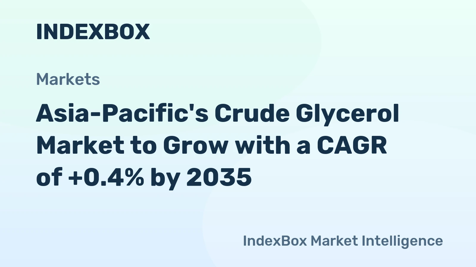 Asia-Pacific's Crude Glycerol Market to Grow with a CAGR of +0.4% by 2035