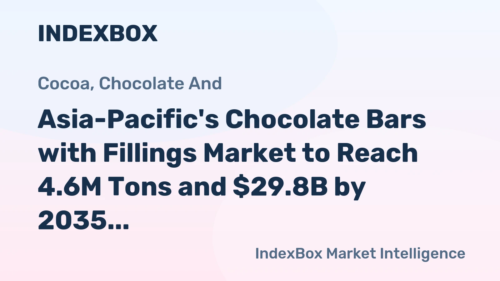 Asia-Pacific's Chocolate Bars with Fillings Market to Reach 4.6M Tons and $29.8B by 2035