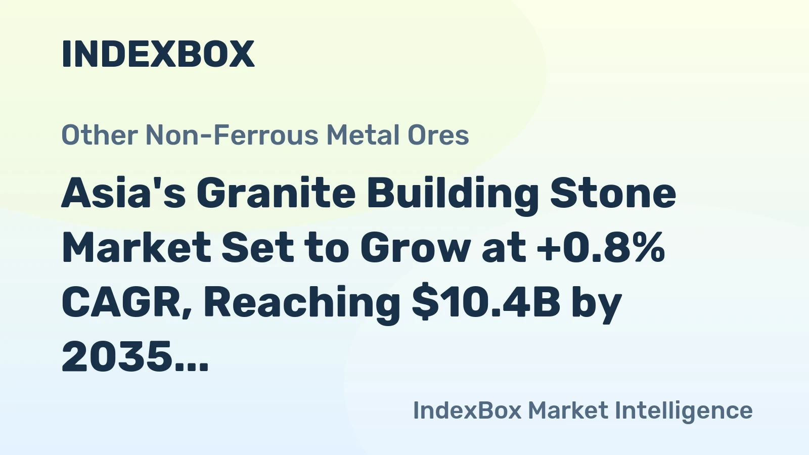 Asia's Granite Building Stone Market Set to Grow at +0.8% CAGR, Reaching $10.4B by 2035