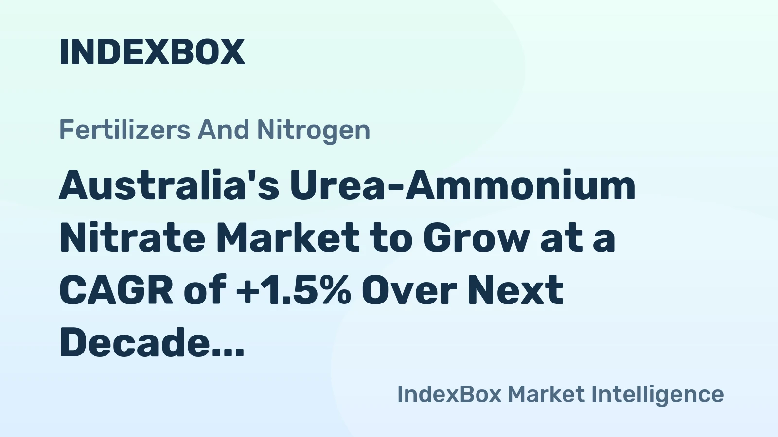 Australia's Urea-Ammonium Nitrate Market to Grow at a CAGR of +1.5% Over Next Decade