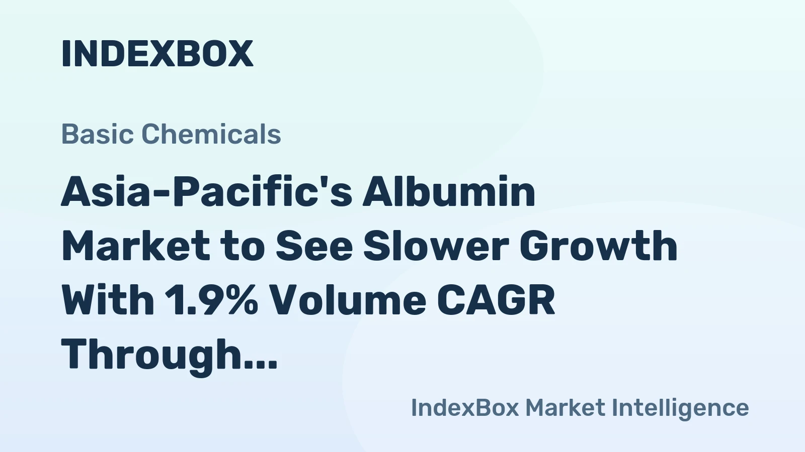 Asia-Pacific's Albumin Market to See Slower Growth With 1.9% Volume CAGR Through 2035