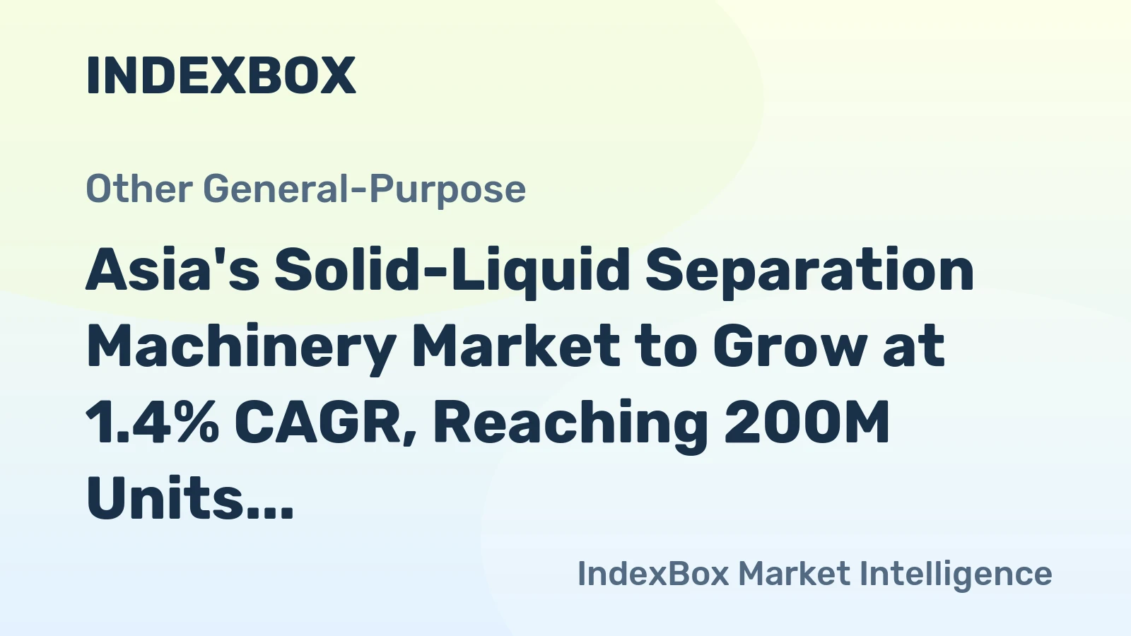 Asia's Solid-Liquid Separation Machinery Market to Grow at 1.4% CAGR, Reaching 200M Units by 2035