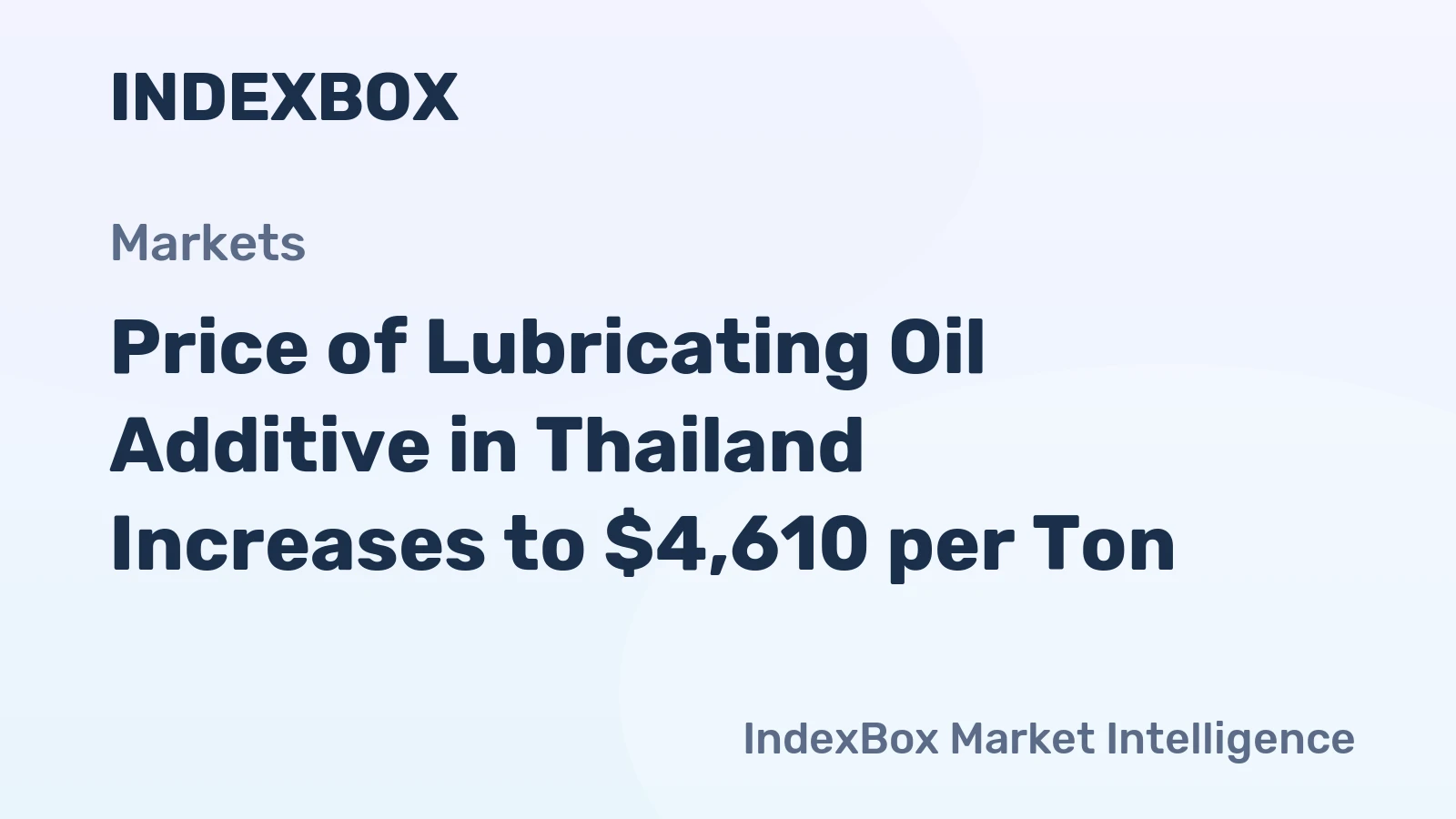 Price of Lubricating Oil Additive in Thailand Increases to $4,610 per Ton