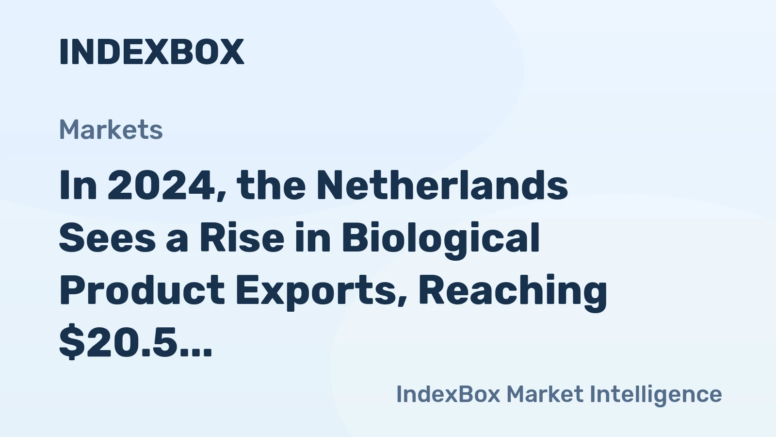 In 2024, the Netherlands Sees a Rise in Biological Product Exports, Reaching $20.5 Billion