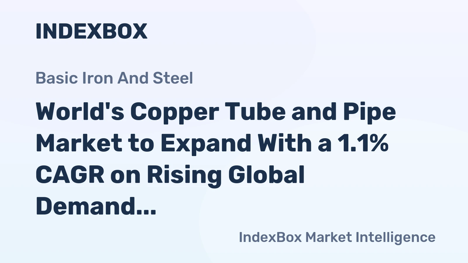 World's Copper Tube and Pipe Market to Expand With a 1.1% CAGR on Rising Global Demand
