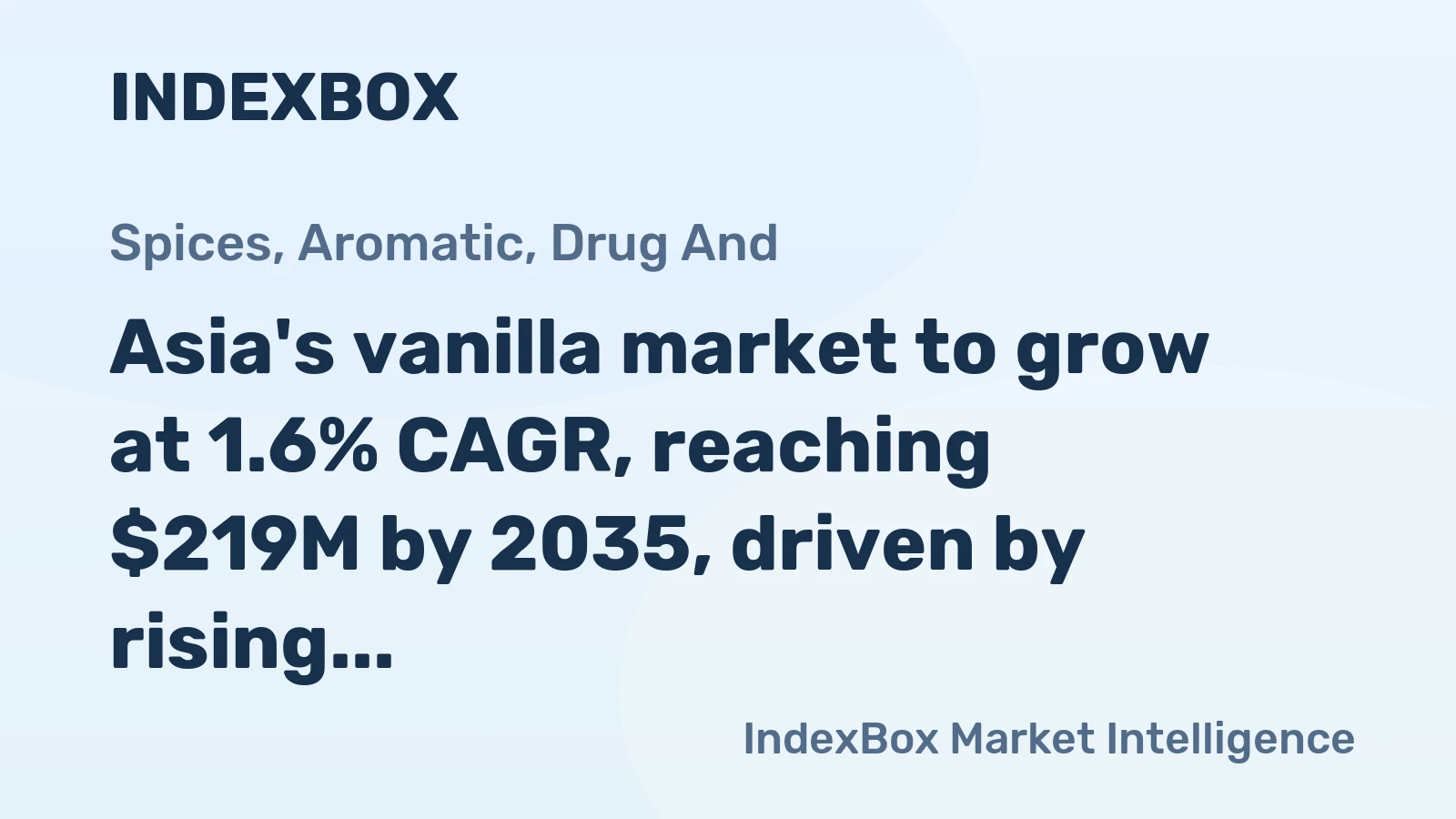 Asia's vanilla market to grow at 1.6% CAGR, reaching $219M by 2035, driven by rising regional demand.