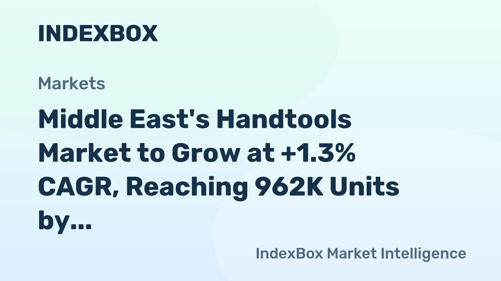 Middle East's Handtools Market to Grow at +1.3% CAGR, Reaching 962K Units by 2035