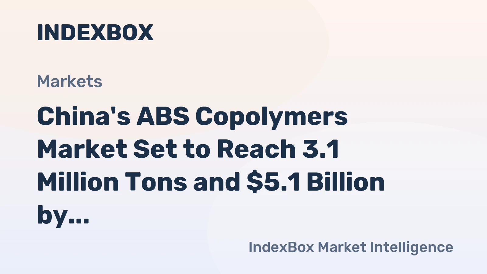 China's ABS Copolymers Market Set to Reach 3.1 Million Tons and $5.1 Billion by 2035