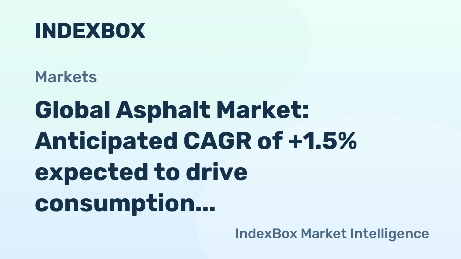 Global Asphalt Market: Anticipated CAGR of +1.5% expected to drive consumption trends for next decade