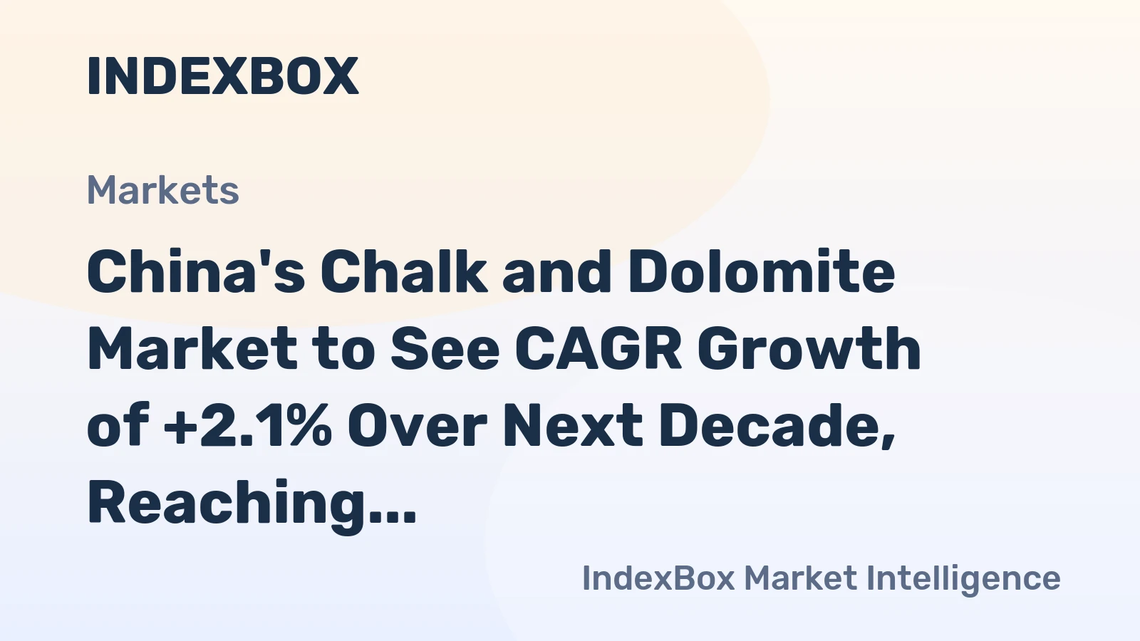 China's Chalk and Dolomite Market to See CAGR Growth of +2.1% Over Next Decade, Reaching $1.6B by 2035