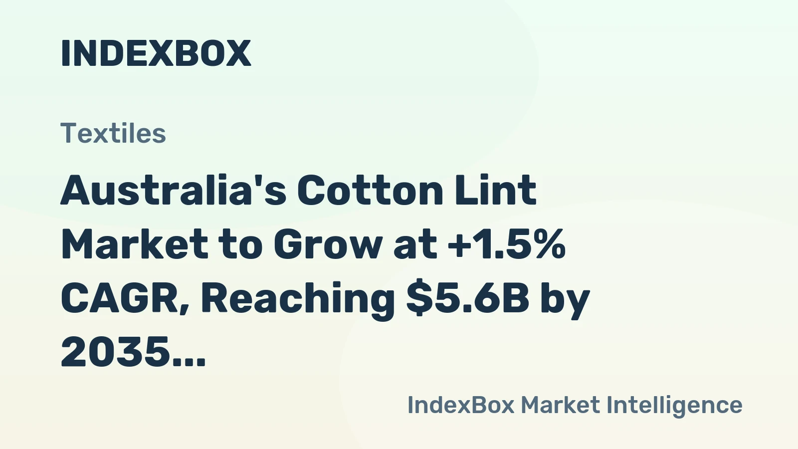Australia's Cotton Lint Market to Grow at +1.5% CAGR, Reaching $5.6B by 2035