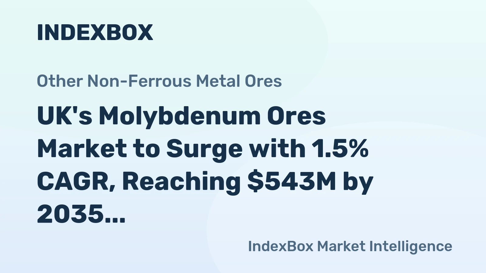 UK's Molybdenum Ores Market to Surge with 1.5% CAGR, Reaching $543M by 2035