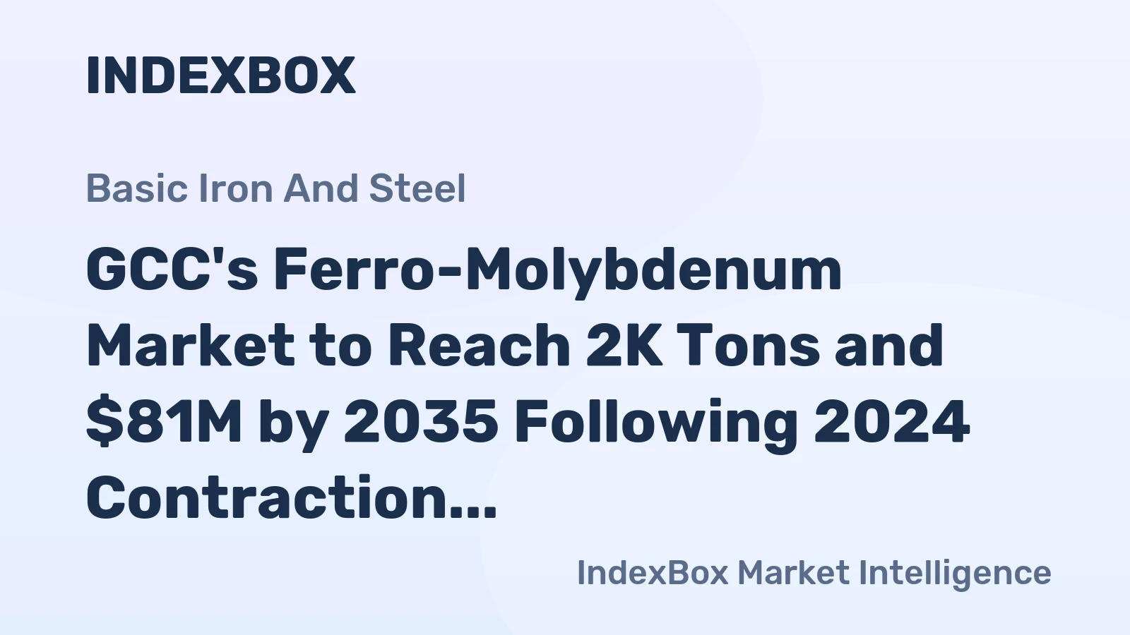 GCC's Ferro-Molybdenum Market to Reach 2K Tons and $81M by 2035 Following 2024 Contraction