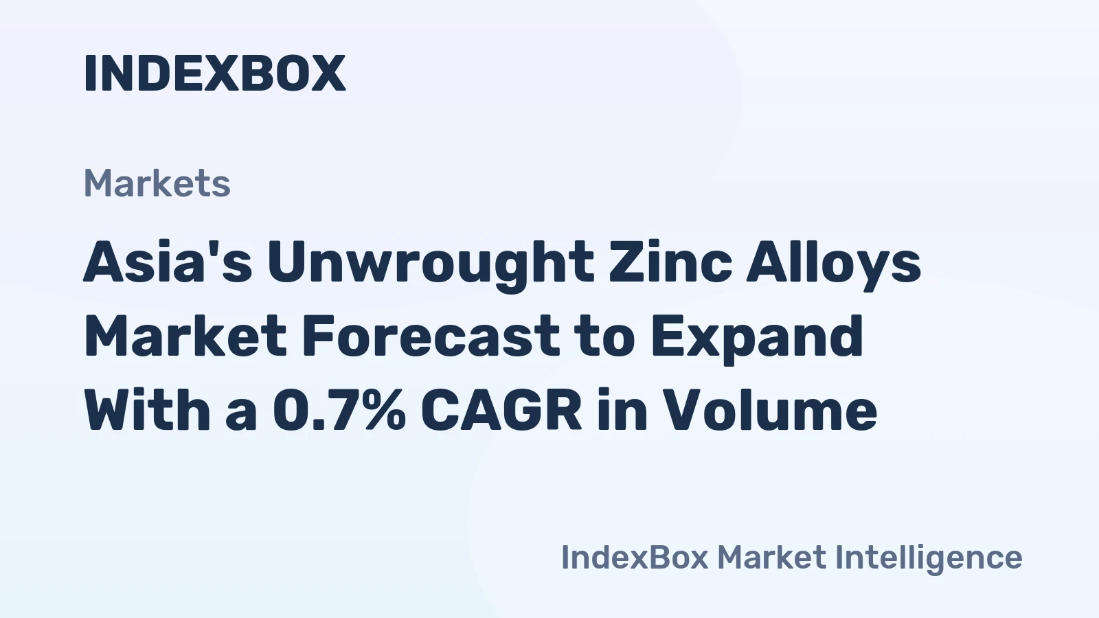 Asia's Unwrought Zinc Alloys Market Forecast to Expand With a 0.7% CAGR in Volume
