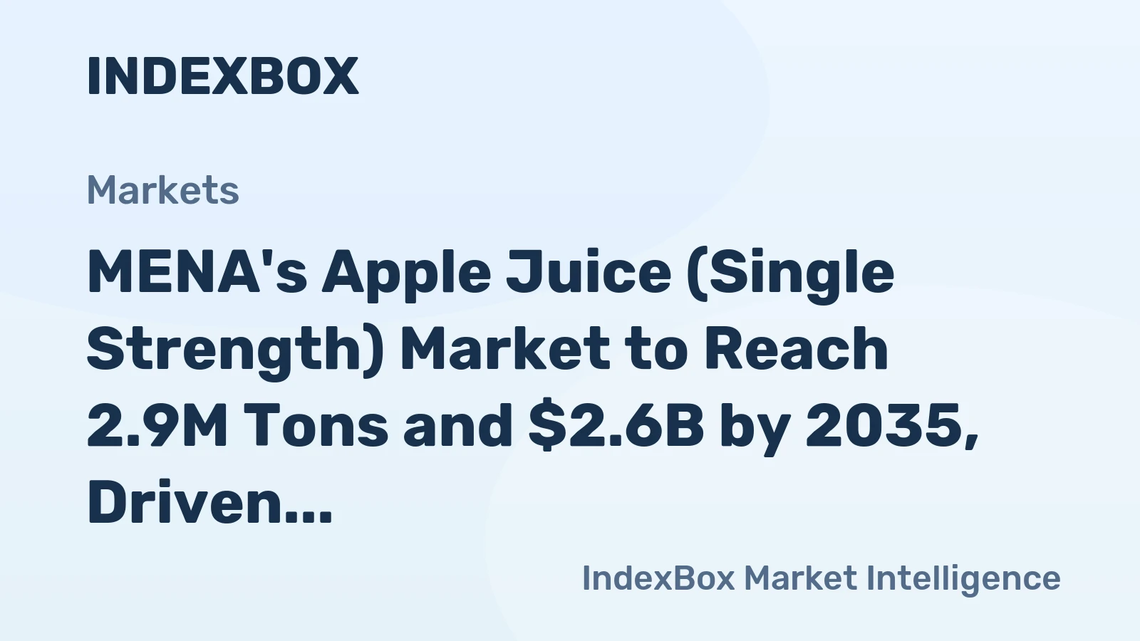 MENA's Apple Juice (Single Strength) Market to Reach 2.9M Tons and $2.6B by 2035, Driven by Increasing Demand
