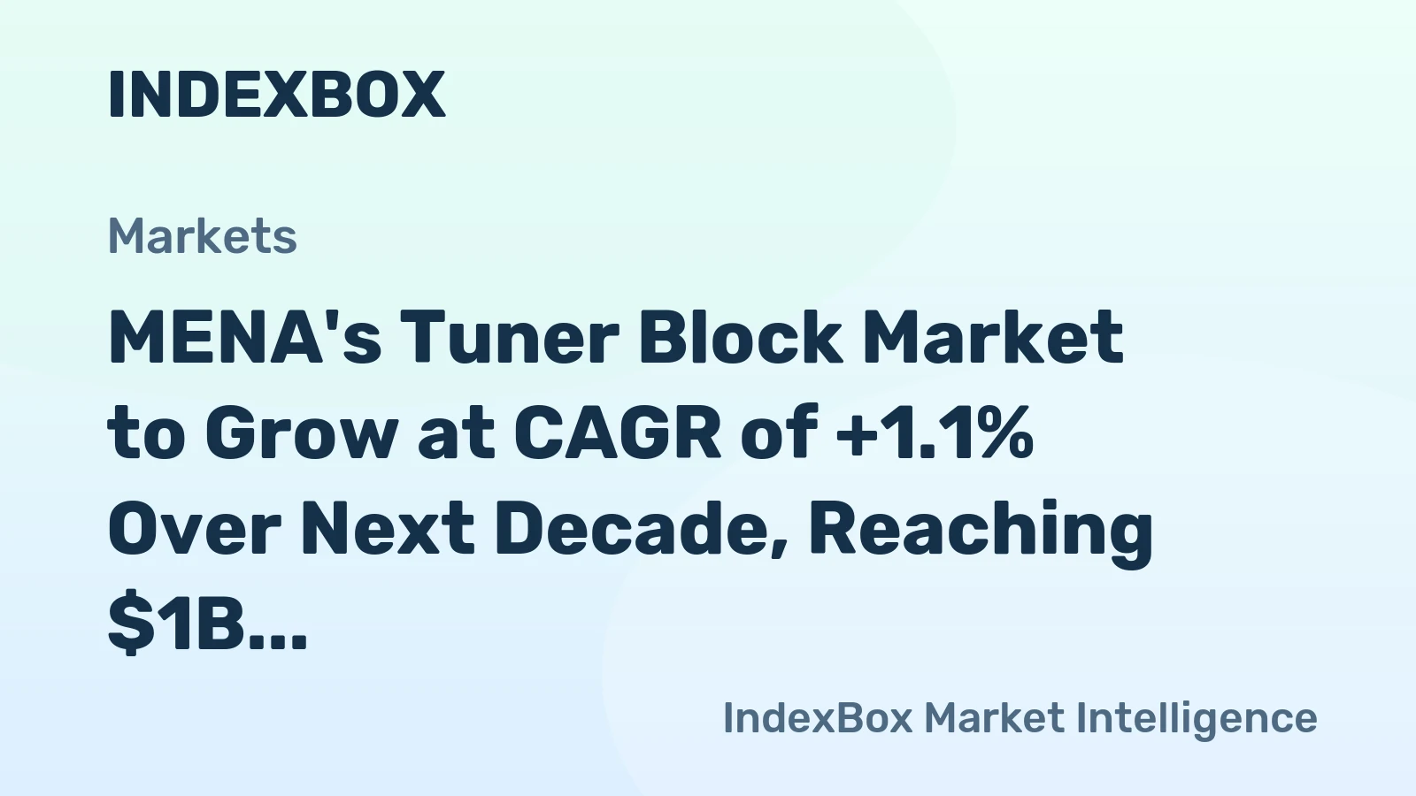 MENA's Tuner Block Market to Grow at CAGR of +1.1% Over Next Decade, Reaching $1B by 2035