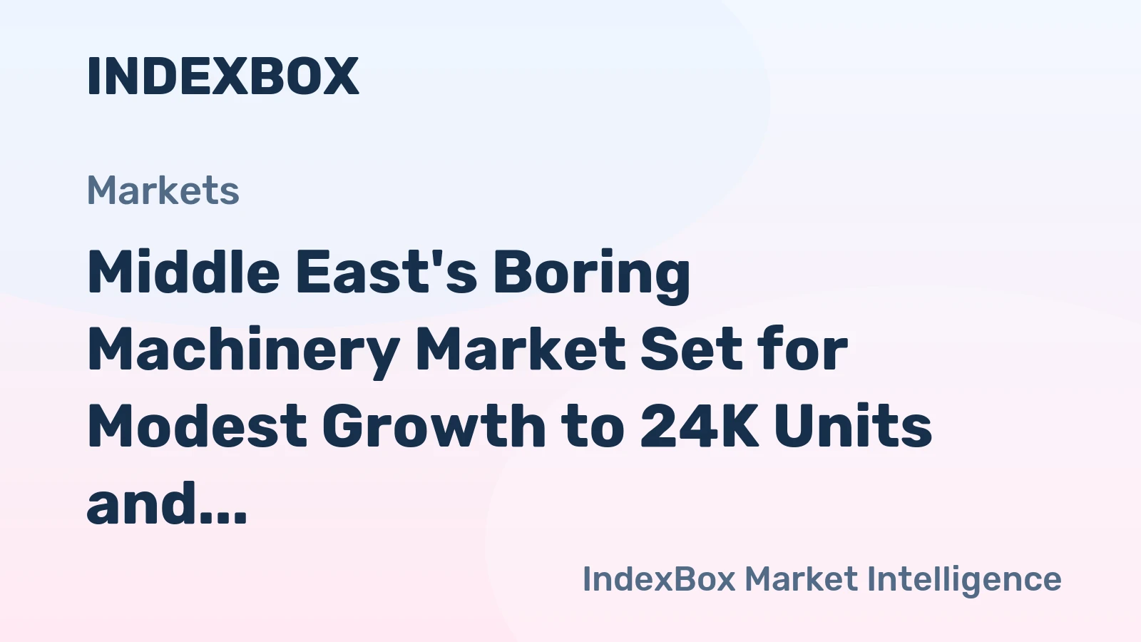 Middle East's Boring Machinery Market Set for Modest Growth to 24K Units and $1.8B