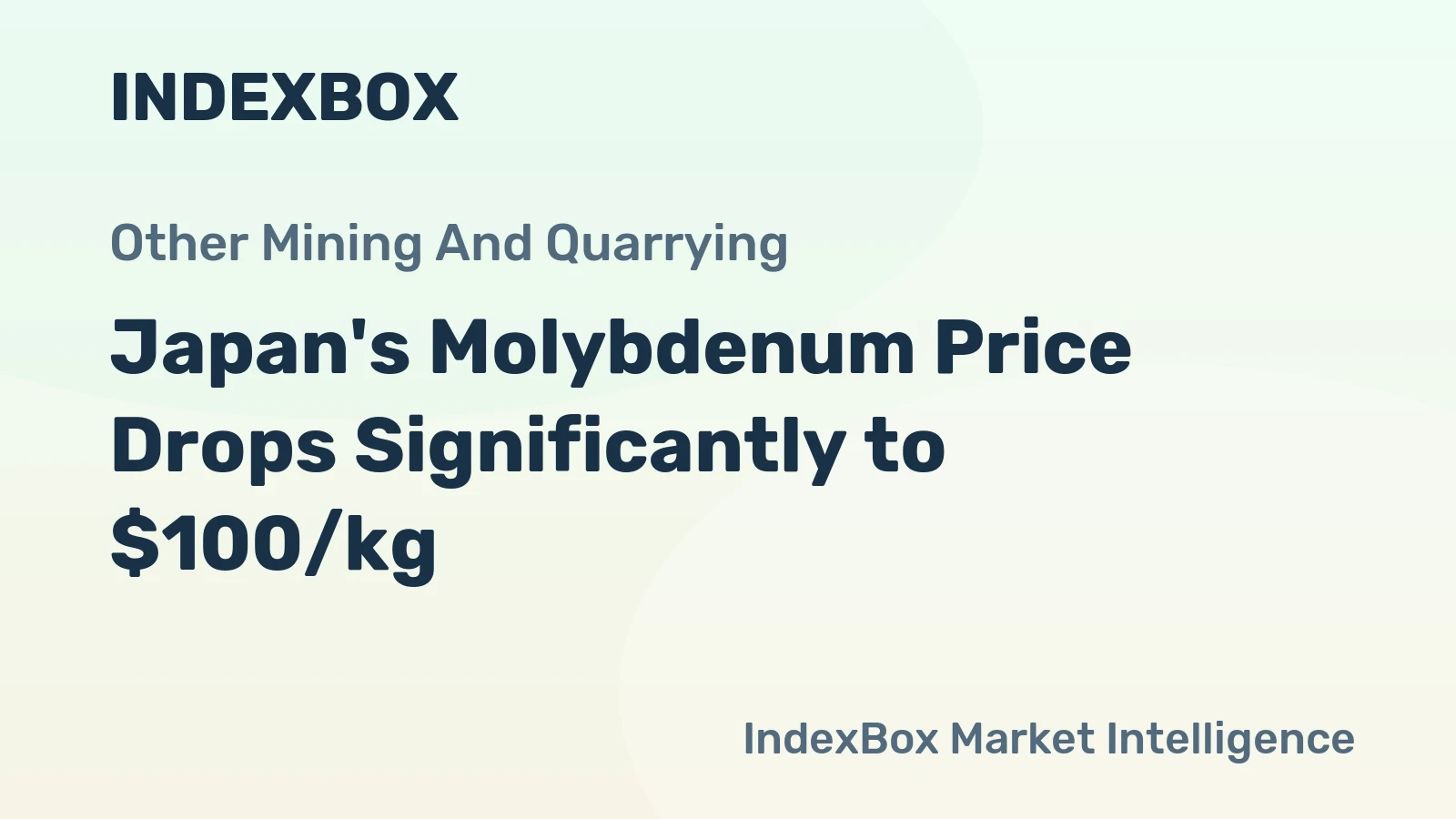 Japan's Molybdenum Price Drops Significantly to $100/kg