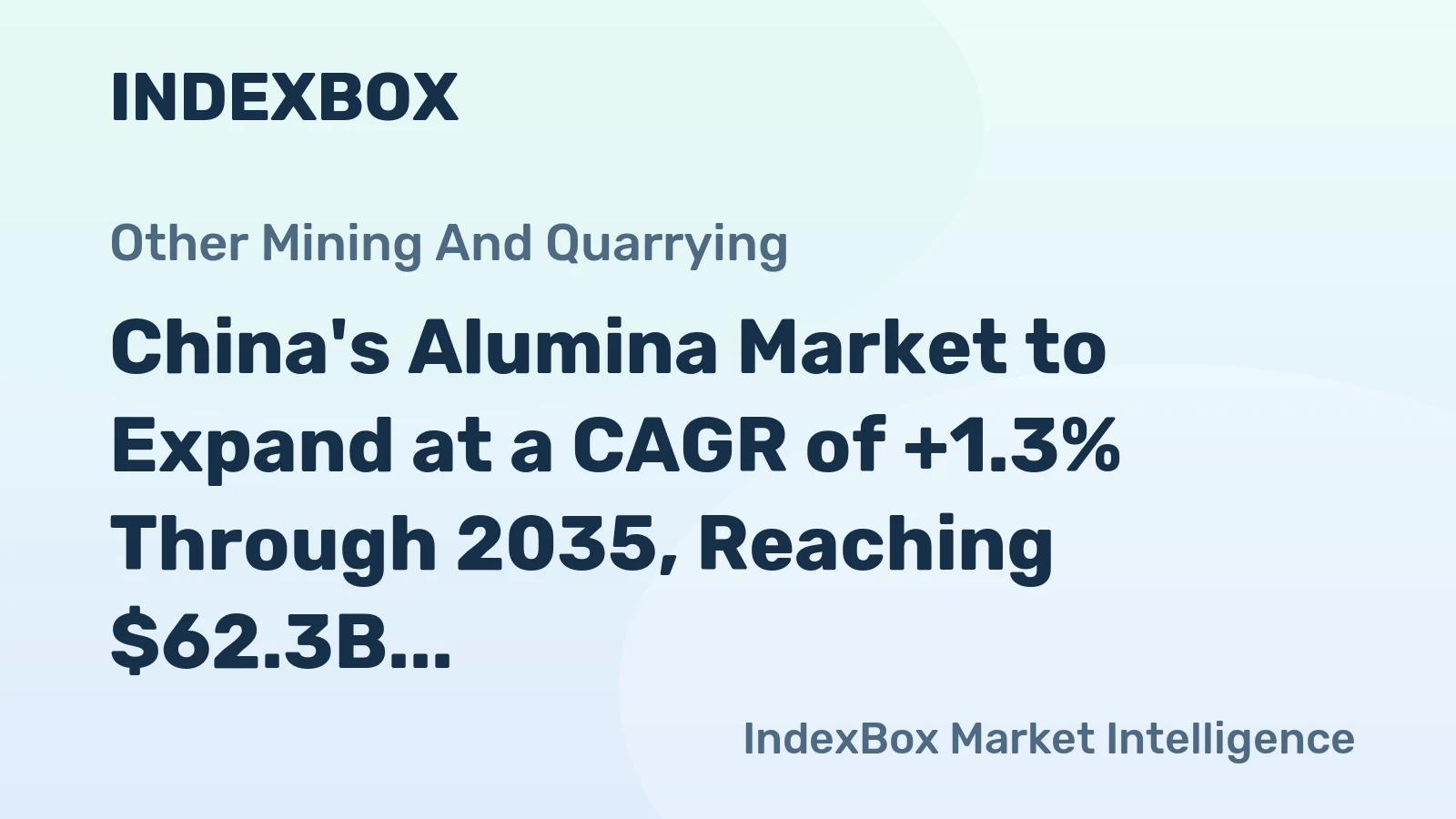 China's Alumina Market to Expand at a CAGR of +1.3% Through 2035, Reaching $62.3B in Value
